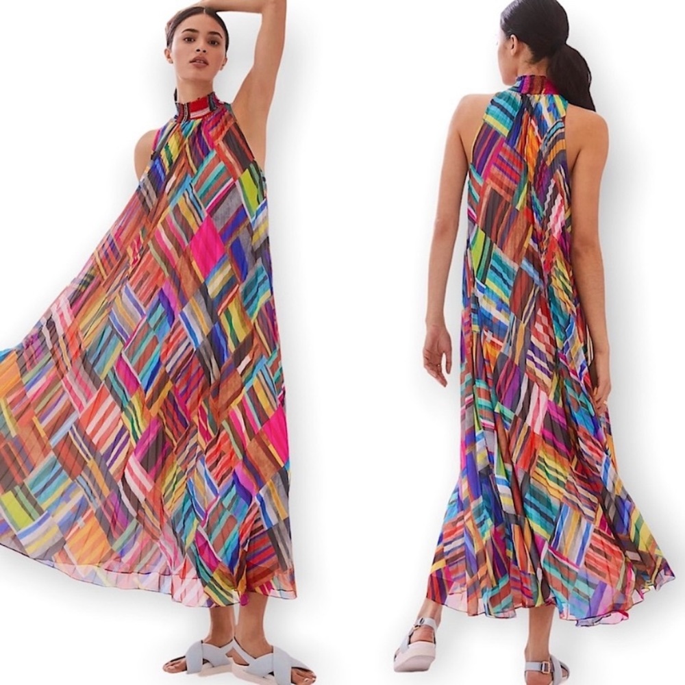 Anthropologie Ranna Gill Geo Halter Maxi Dress - Gem